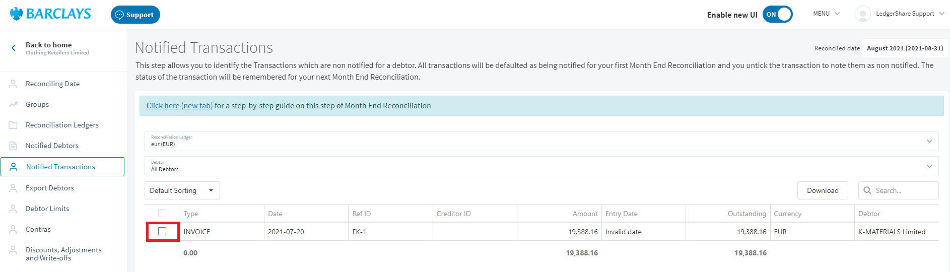 5. Notified transactions – Barclays LedgerShare Support